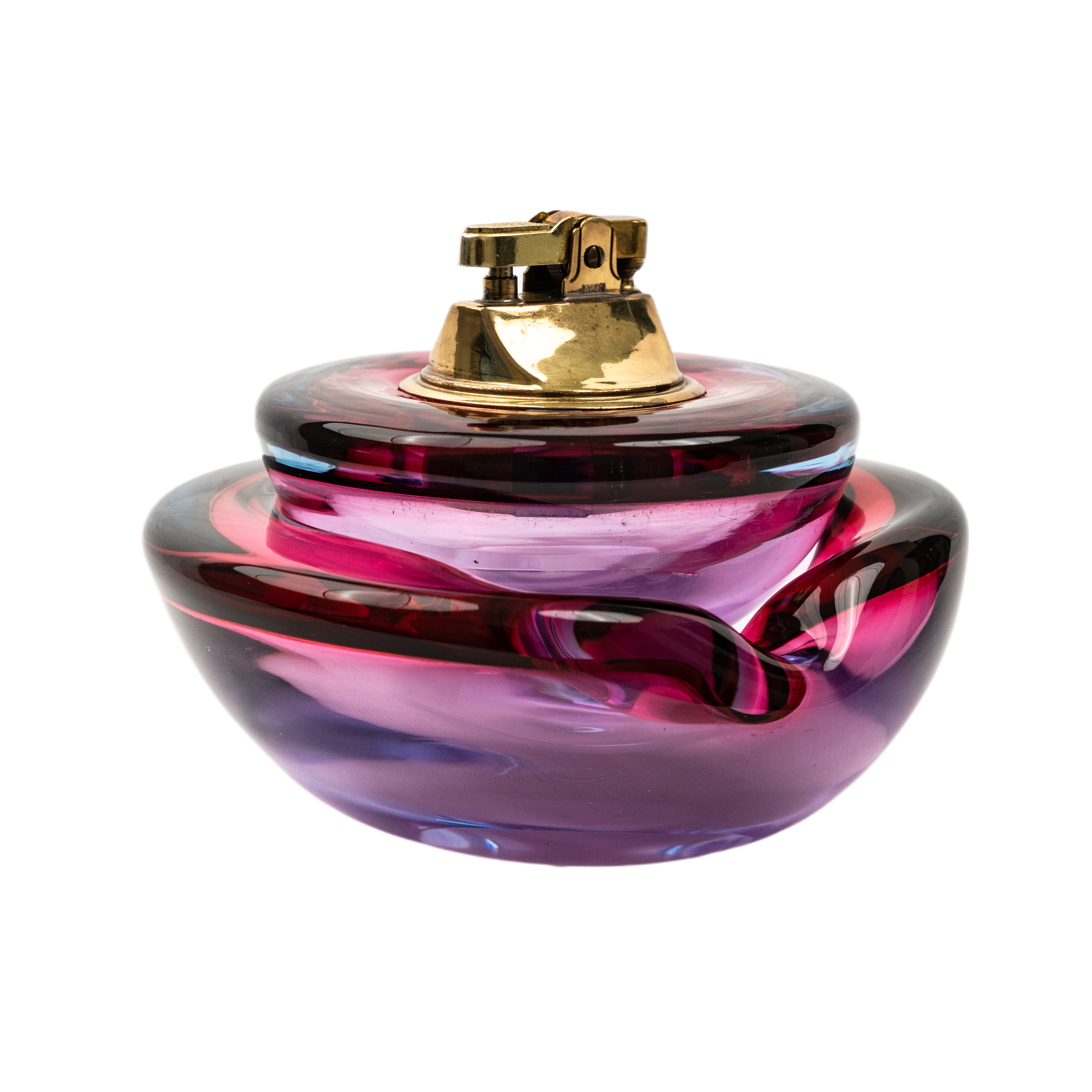 Vintage Alfredo Barbini Murano Glass Alexandrite Ashtray & Table Light